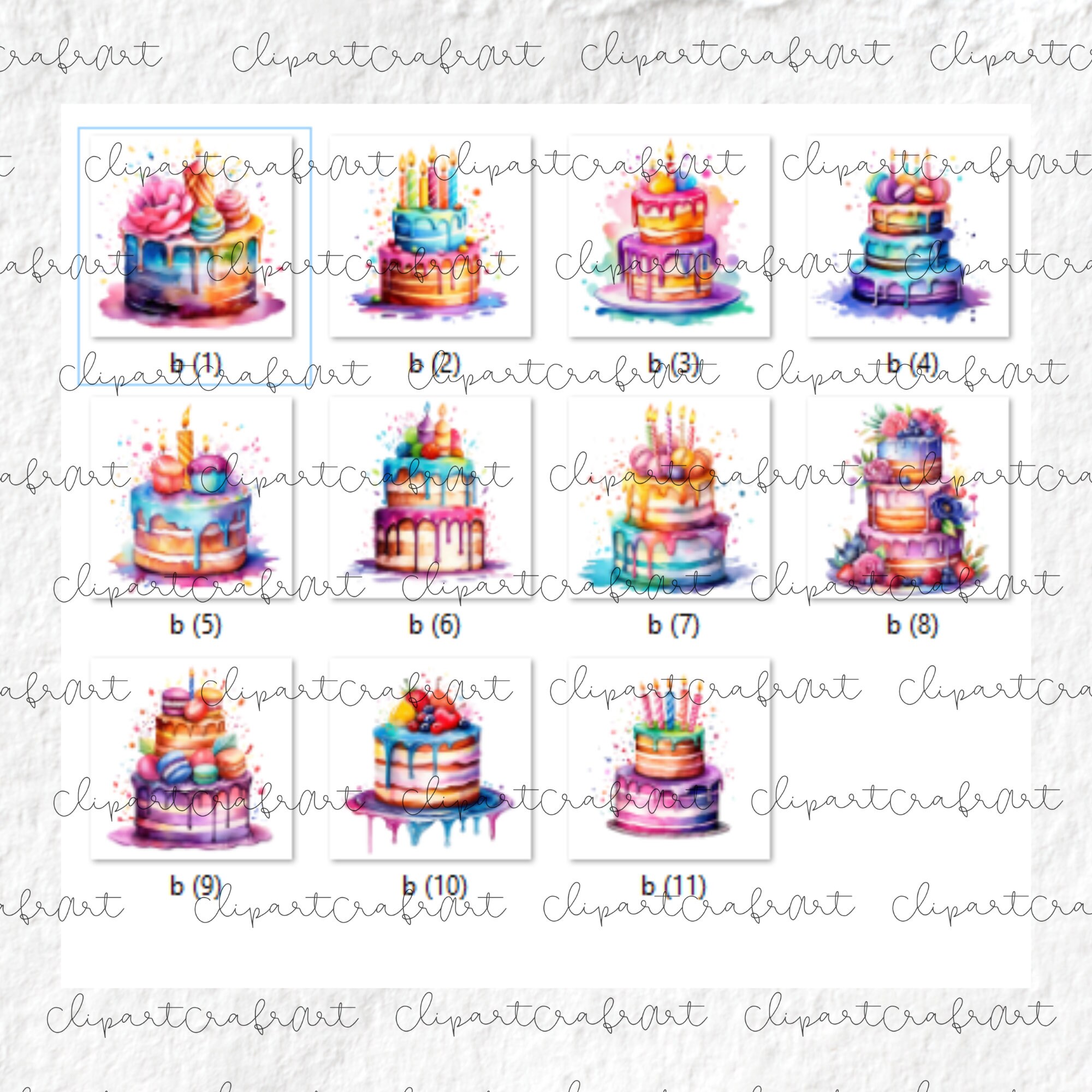 Colorful Birthday Cake Watercolor Clipart Colorful Birthday - Etsy