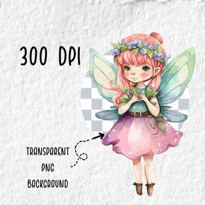 Fairy Garden Friends Watercolor Clipart, Cute Fantasy Fairies Clipart ...
