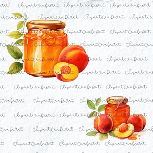 Peach Jam Jar Watercolor Clipart, Nursery Art (PNG, Instant Download ...