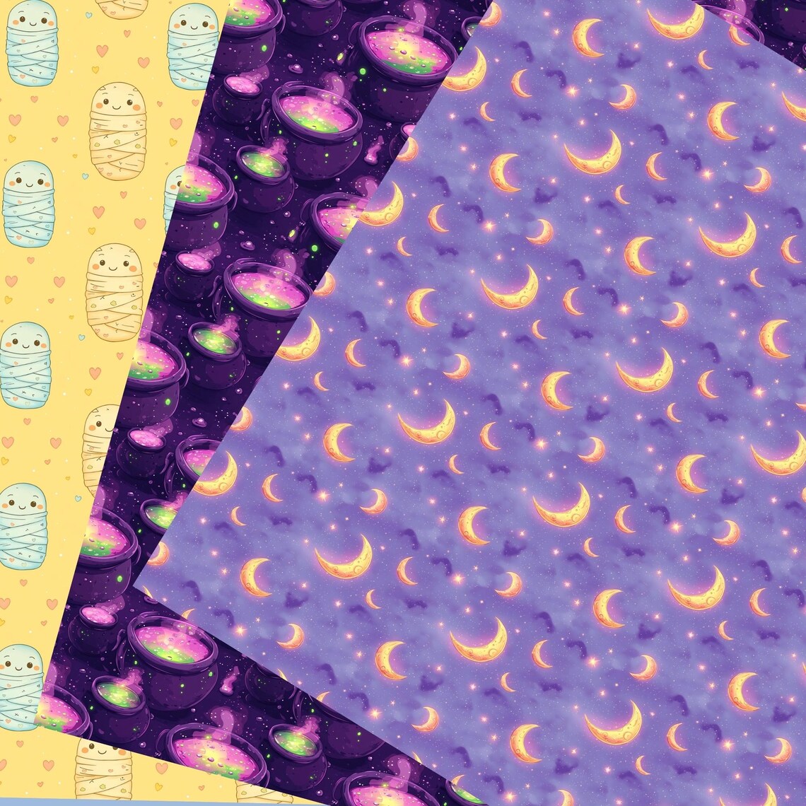 Padrão Kawaii de Halloween sem costura, desenhos assustadores (download ...