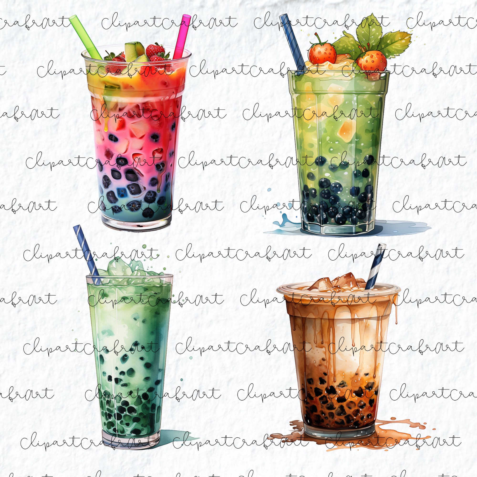 Boba Tea Clipart, Bubble Tea PNG, Boba Tea Watercolor Drinks Clipart ...