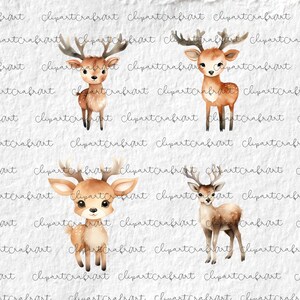Reindeer Clipart, Reindeer Watercolor Clipart, Woodland Animals Clipart ...