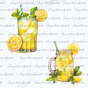 Lemonade Juice Clipart, Citrus Lemon Fruit Juice Clipart, Botanical ...