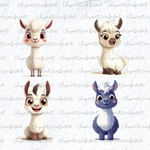 Llama Cartoon Clipart, Alpaca Llama Clipart, Alpaca Farm Animal Clipart ...