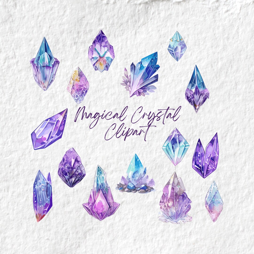 Fairy Crystals Gemstones Watercolor Clipart,fairy Magic Crystals Pastel ...