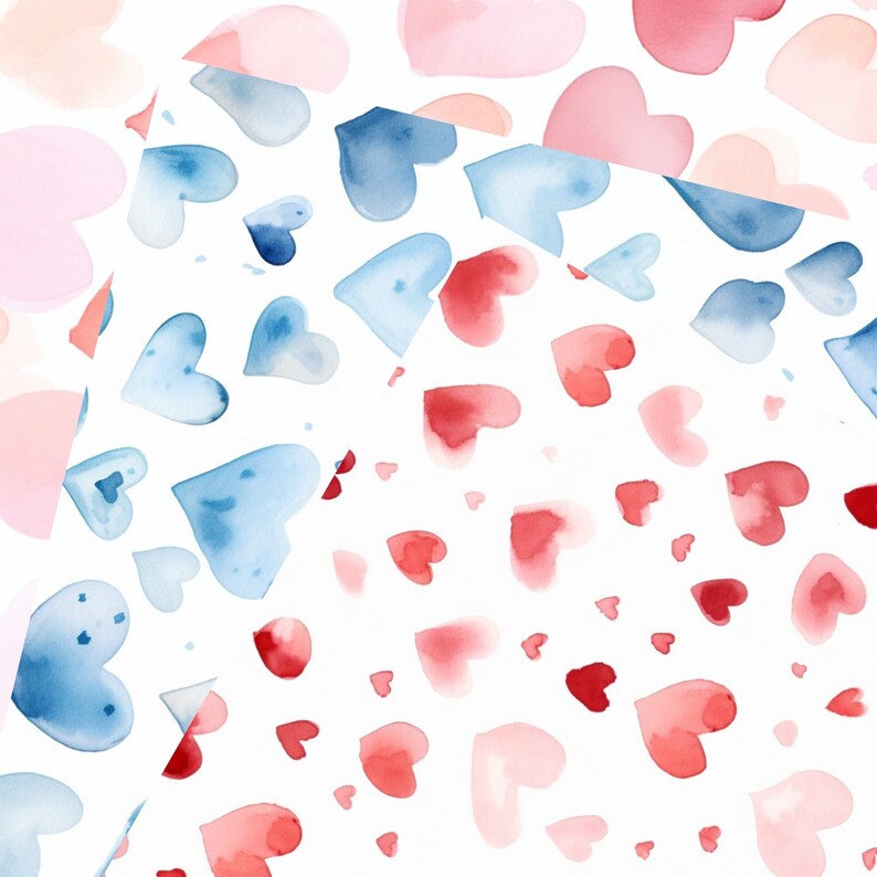 Valentines Seamless Hearts Digital Paper, Valentines Love Colorful ...