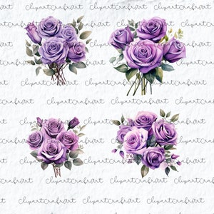 Purple Rose Bouquet Clipart, Purple Rose Bouquet Flowers Clipart ...