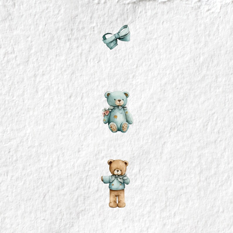 Teddy Bear Clipart, Brown Bear Watercolor Clipart, Birthday Party Decor ...