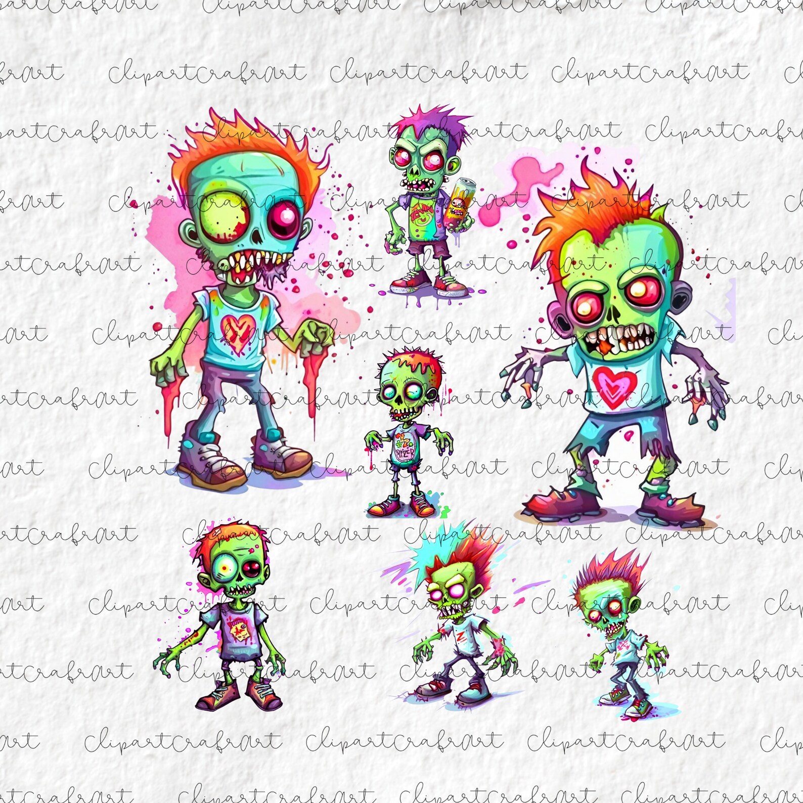 Halloween Zombie Clipart, Cute Halloween Horror Zombie Clipart, Creepy ...
