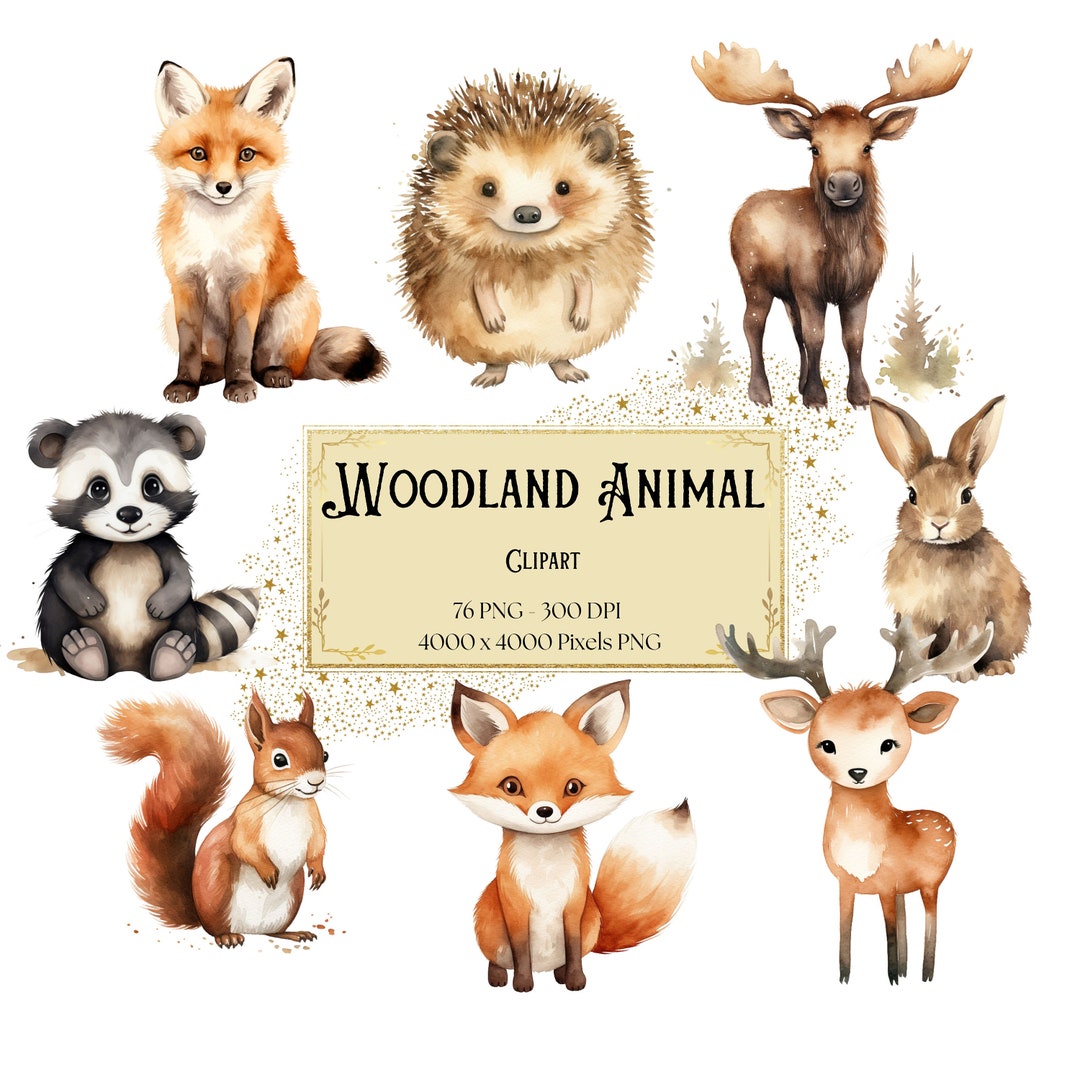 Woodland Animals Clipart, Woodland Forest Animals Png, Fox Png ...