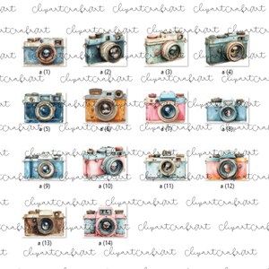 Watercolor Retro Camera Clipart, Vintage PNG Graphics (digital Download ...