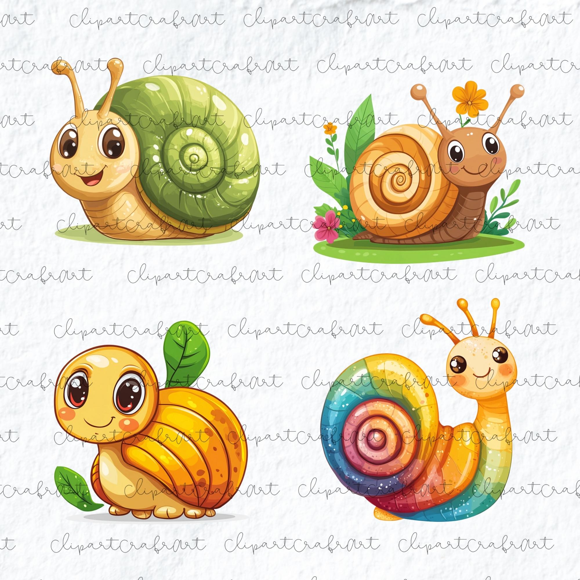 Watercolor Snail Cartoon Clipart, Baby Shower Nursery Decor (PNG) - Etsy