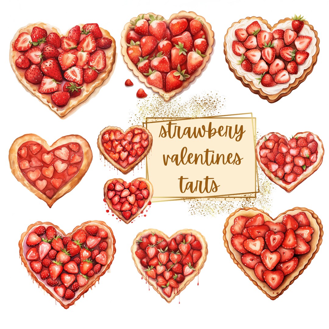 Strawberry Heart Tart Valentines Clipart, Valentines Clipart ...