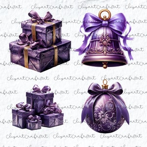 Purple Christmas Ornament Decor Clipart, Christmas Purple Gift Boxes ...