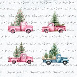 Vintage Christmas Truck Clipart, Vintage Xmas Pickup Truck Clipart ...