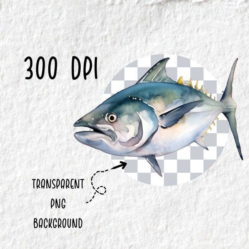 Tuna Fish Watercolor Clipart, Baby Shower Nursery Art (PNG) - Etsy