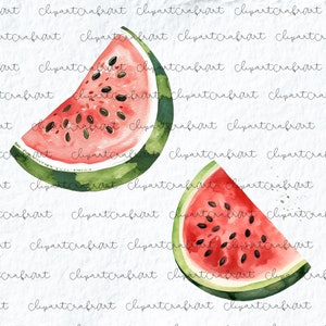 Watermelon Clipart, Watermelon Slice Watercolor Clipart, Watermelon ...