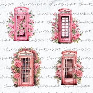 Floral Pink Phonebooth Clipart, Pink Phonebooth Clipart, London ...