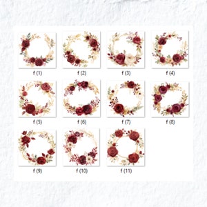 Burgundy Rose Golden Wreath Clipart, Watercolor Floral PNG (digital ...