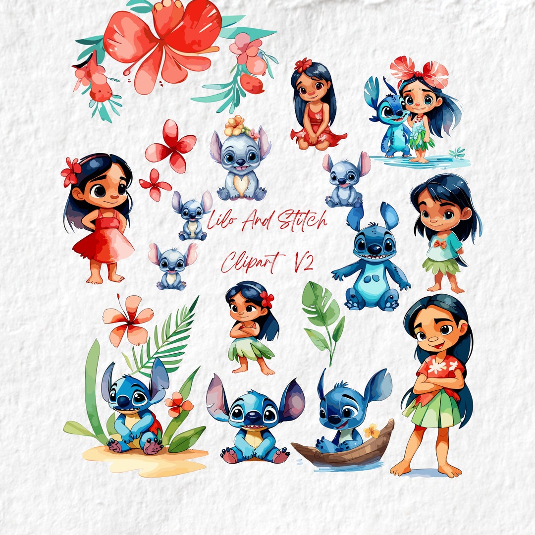 Lilo e Stitch acquerello Clipart carino Lilo Alien Cartoon - Etsy Italia