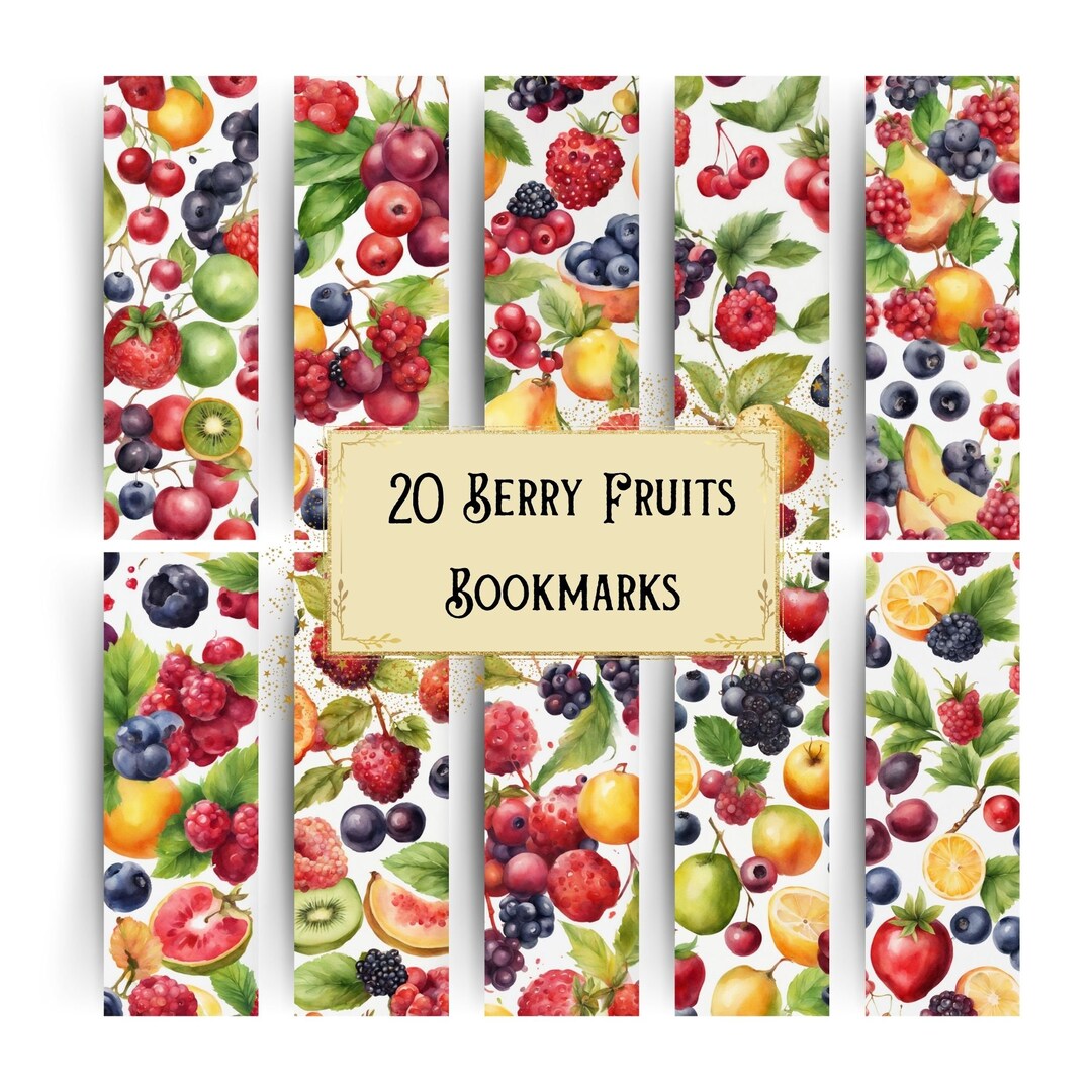 Berry Fruit Bookmarks Printable, Berries Fruit Bookmark Gifts ...