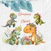 Dinosaurs Watercolor Clipart, Cute Baby Shower Graphics, Birthday Party ...