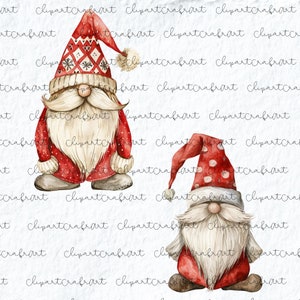 Christmas Gnome Clipart, Red Christmas Scandinavian Gnomes Clipart ...