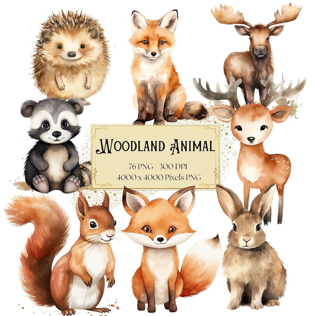 Woodland Animals Clipart, Woodland Forest Animals Png, Fox Png ...
