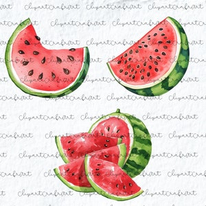 Watermelon Clipart, Watermelon Slice Watercolor Clipart, Watermelon ...