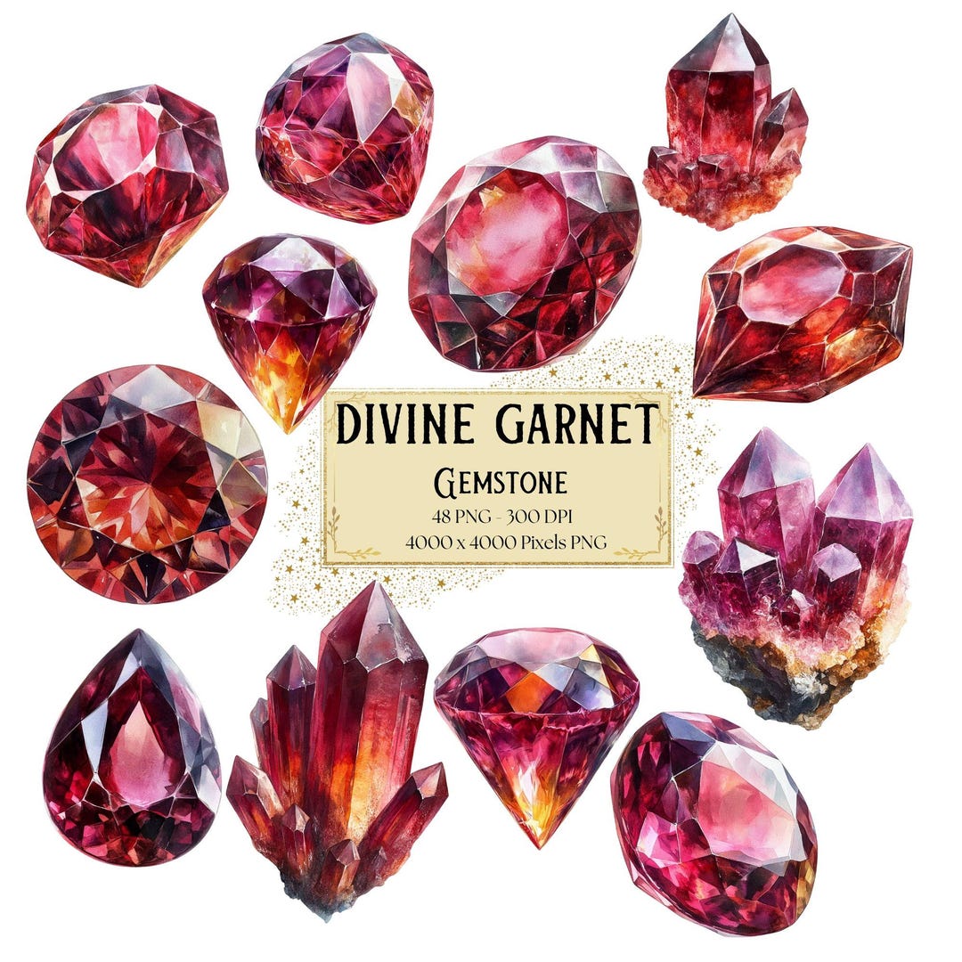 Divine Garnet Gemstone Clipart, Garnet January Birthstone Clipart ...
