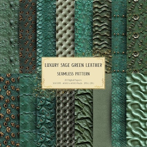Sage Green Leather Textures Digital Paper, Green Texture Seamlesss ...