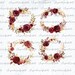 Burgundy Rose Golden Wreath Clipart, Watercolor Floral PNG (digital ...