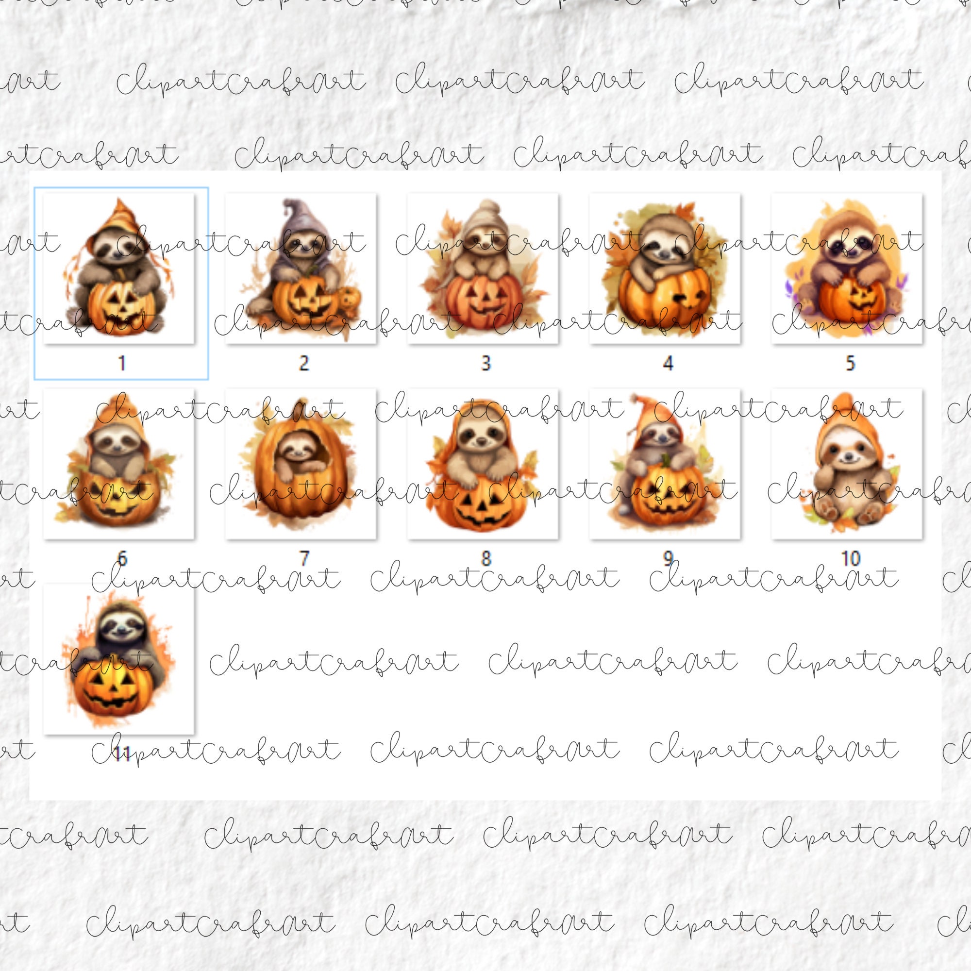 Halloween Sloth Clipart Halloween Sloth Watercolor Clipart - Etsy