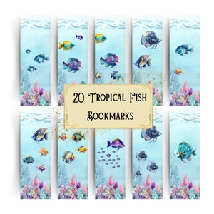 Tropical Fish Bookmarks Printable, Tropical Underwater Bookmark Gifts ...