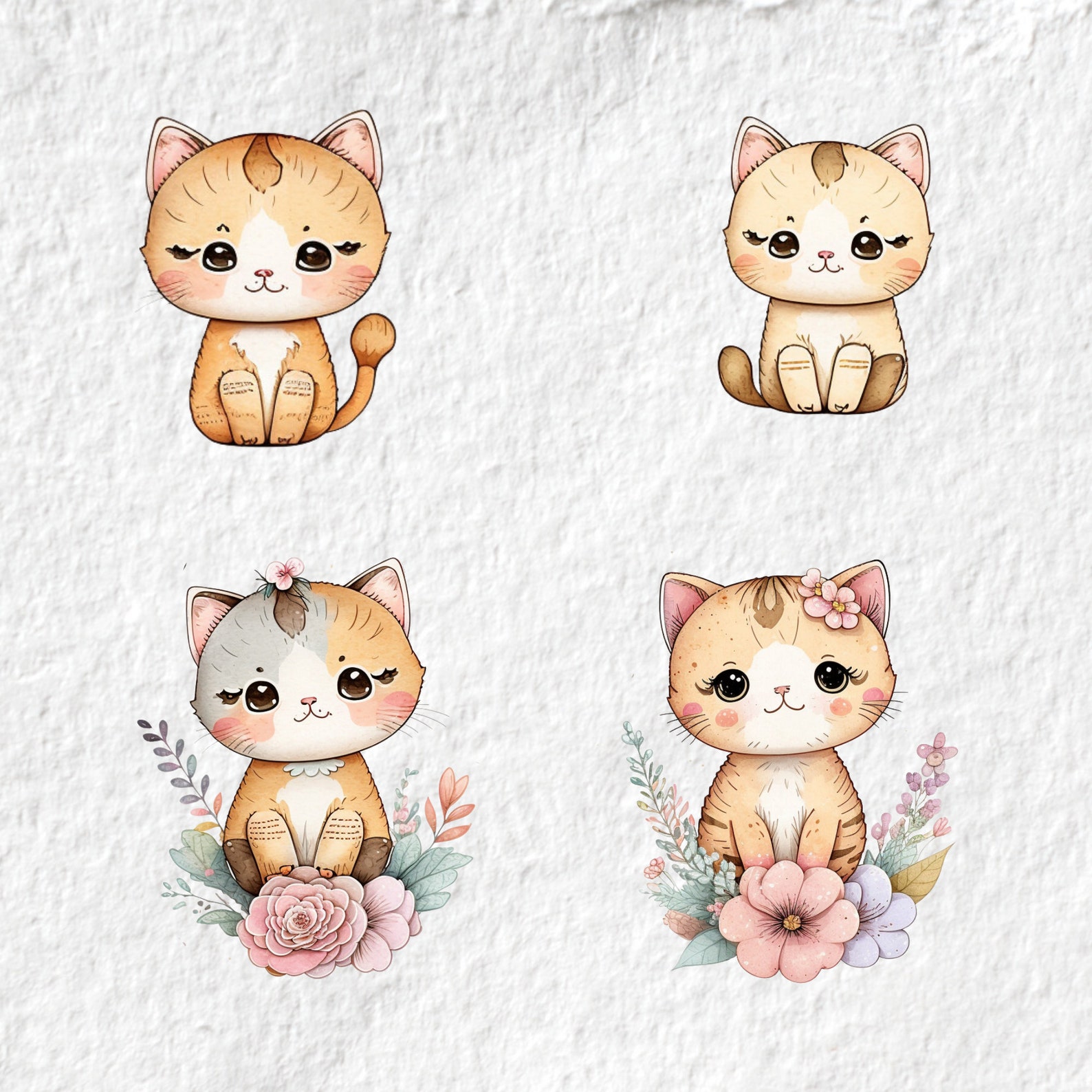 Kawaii Kitty Clipart Watercolor Cute Cat Baby Shower - Etsy