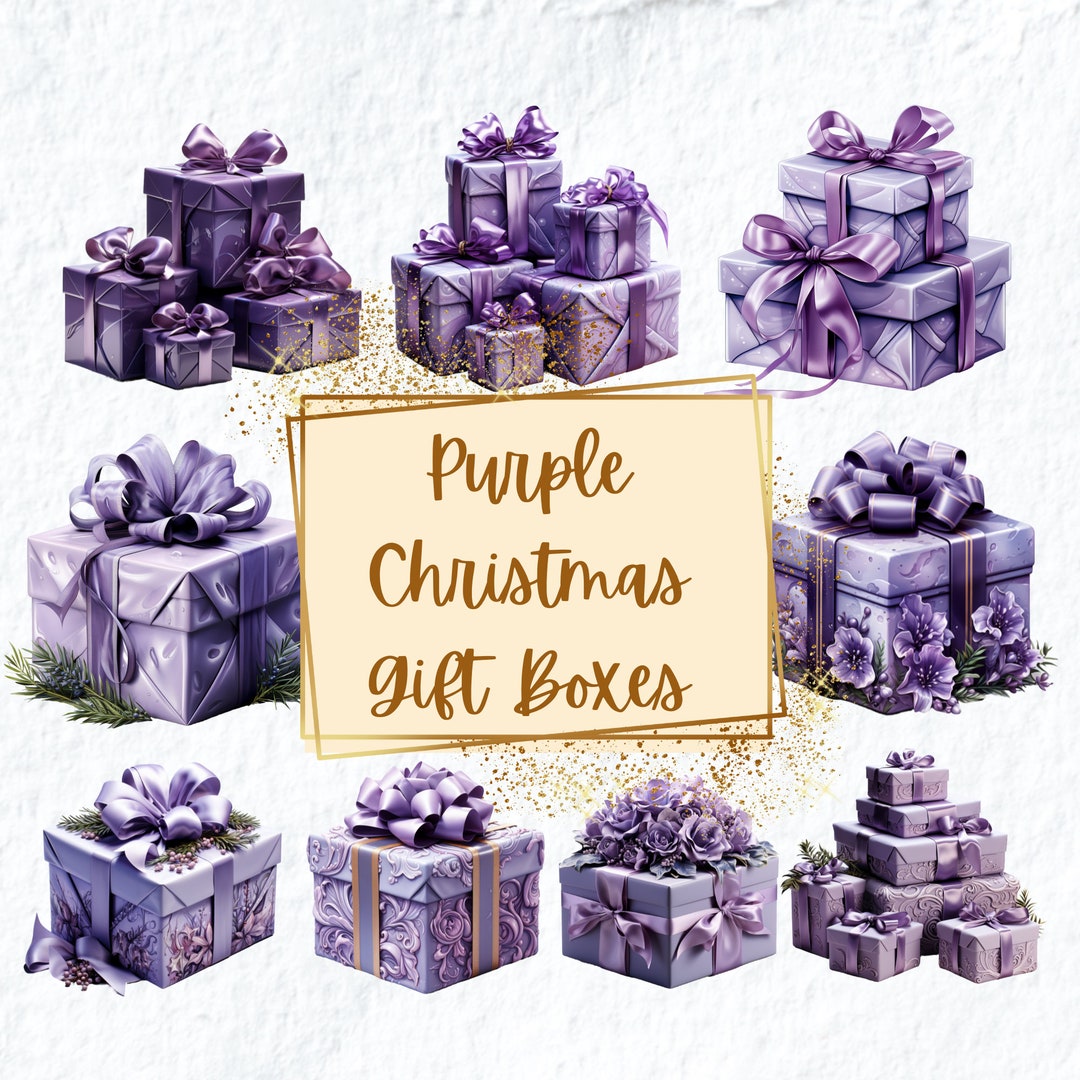 Christmas Purple Gift Boxes Clipart, Christmas Presents Valetines Gift ...