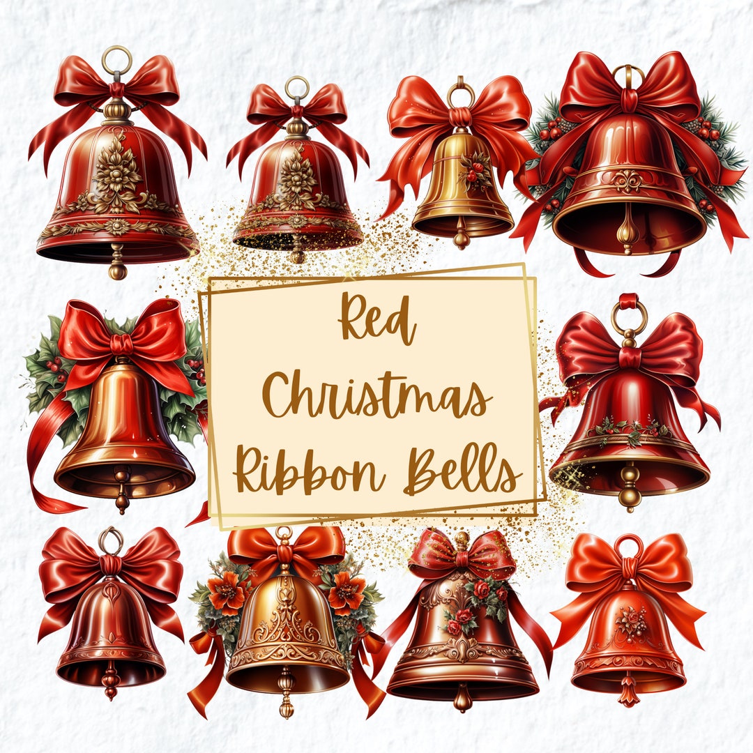 Christmas Red Ribbon Bell Clipart, Christmas Red Tree Bell Ornaments ...
