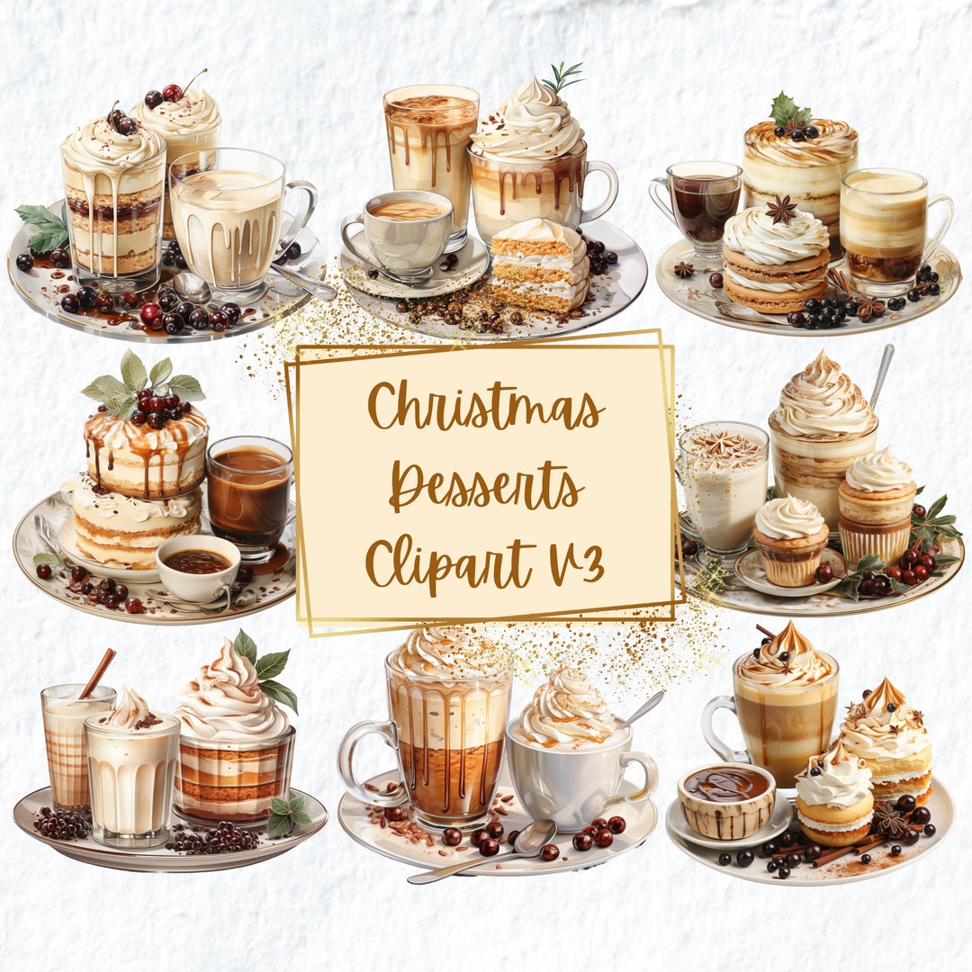 Christmas Desserts Clipart, Cute Christmas Cake Desserts Clipart, Xmas ...