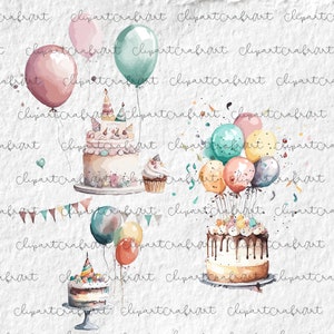 Colorful Birthday Cake Balloons Clipart, Cute Colorful Birthday Cake ...
