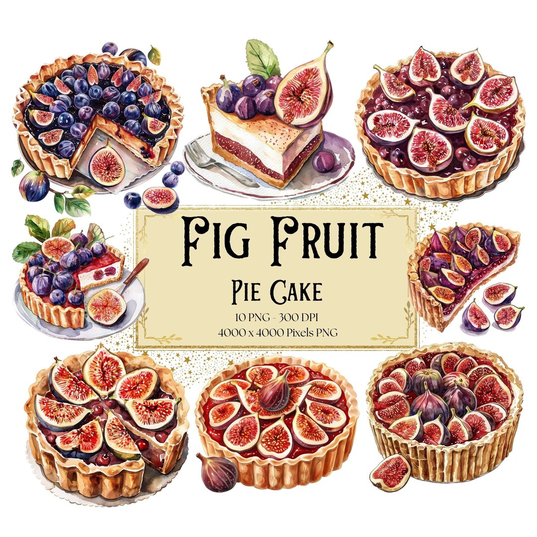 Fig Fruit Pie Cake Clipart, Black Fig Fruit Birthday Cake Dessert ...