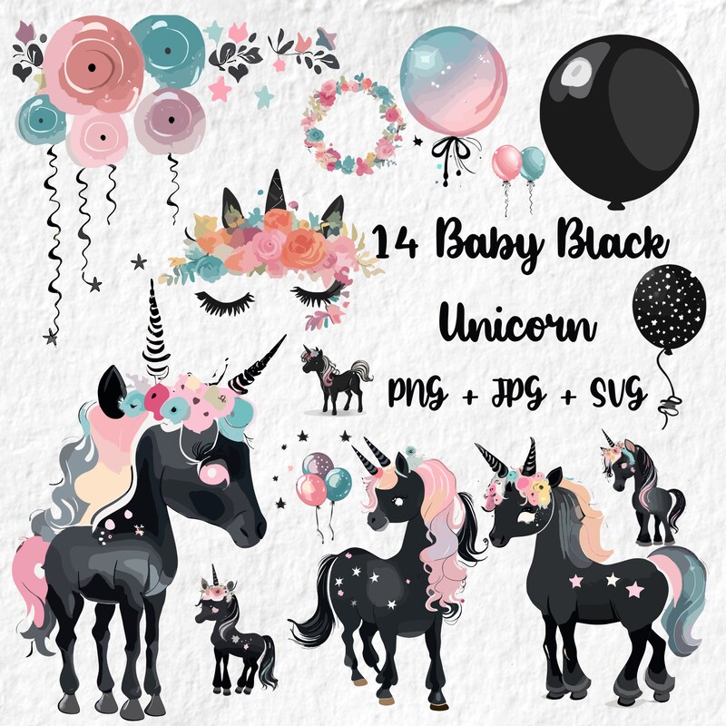 Black Unicorn Svg - Etsy