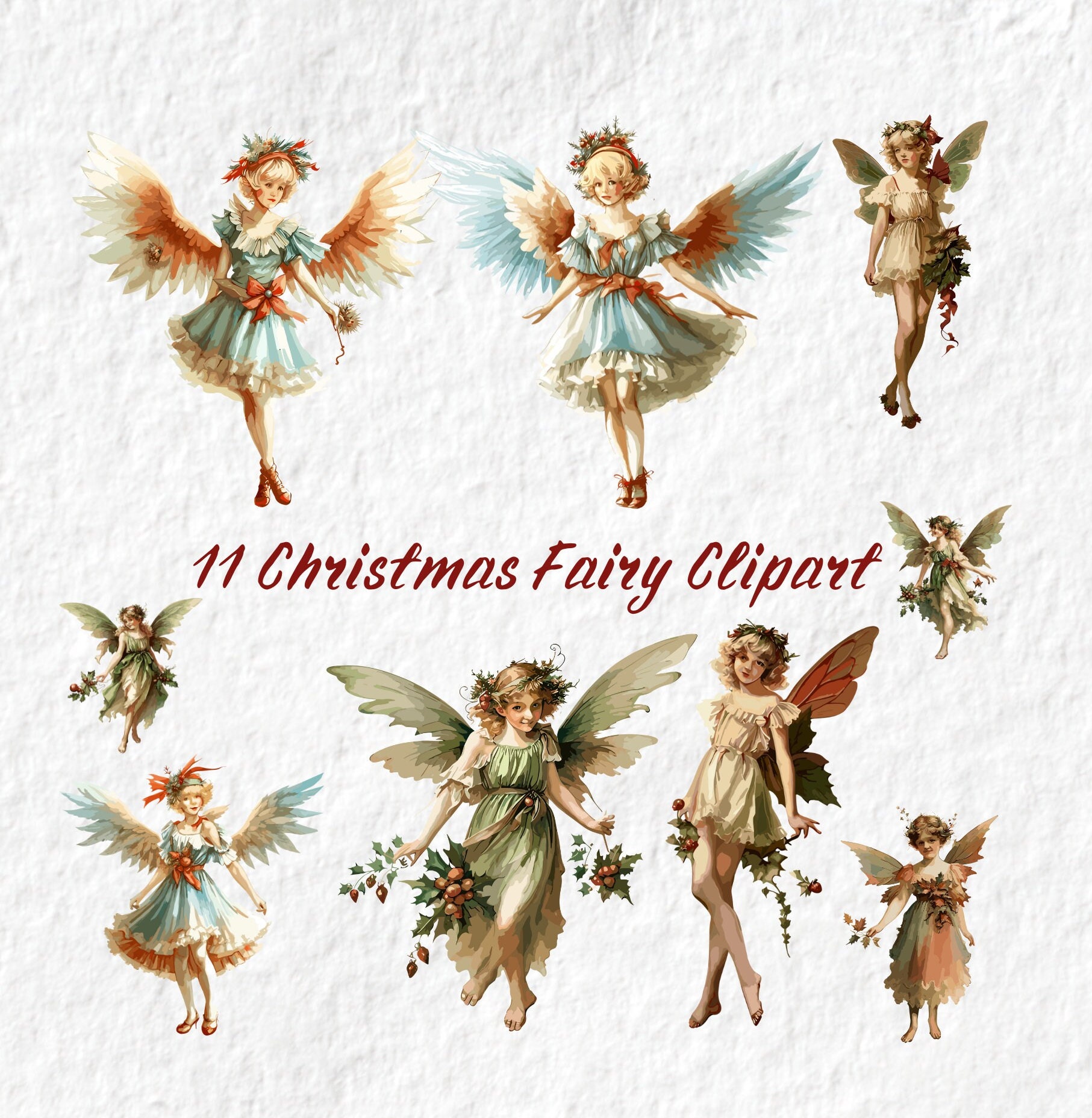 Christmas Fairy Clipart, Christmas Magical Fairy Clipart, Xmas Fantasy ...