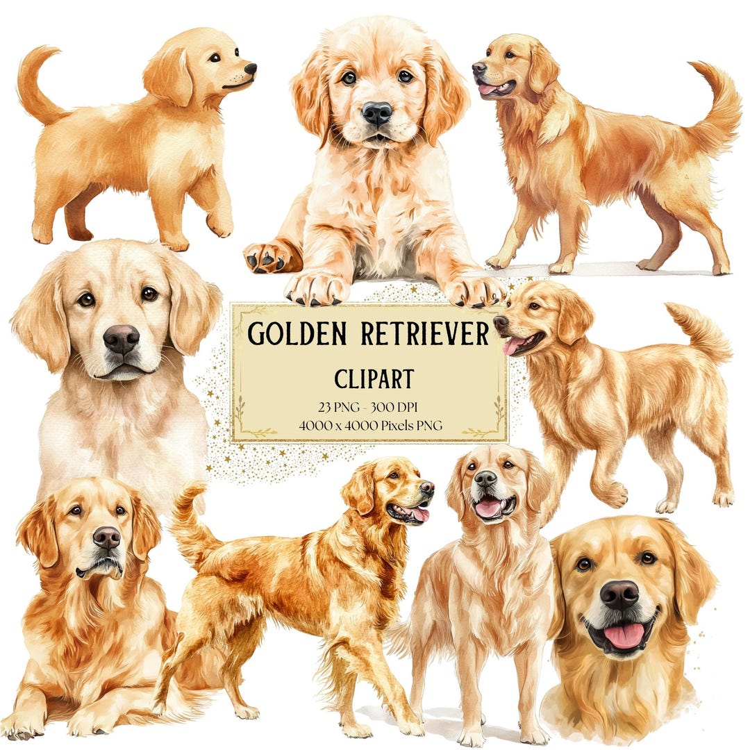Watercolor Golden Retriever Clipart, Puppy PNG Images (commercial Use ...