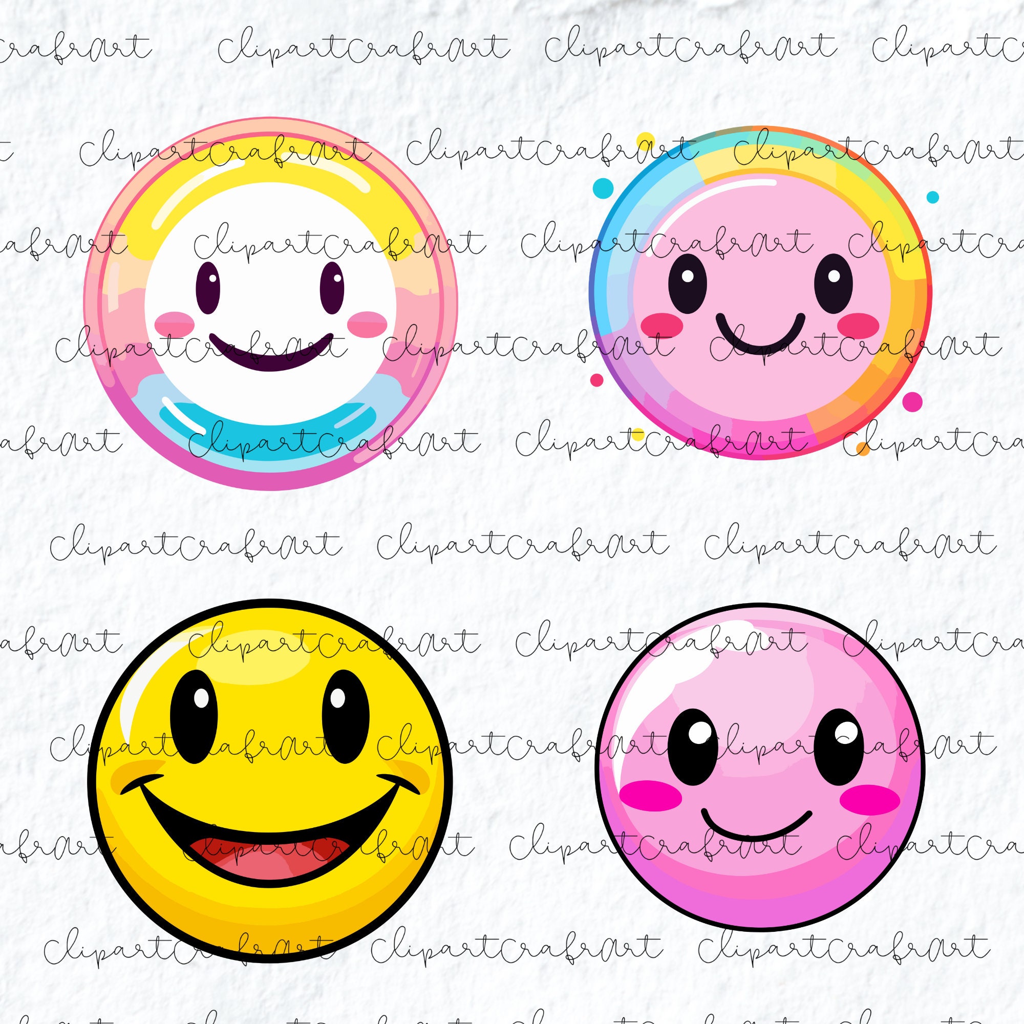 Smiley Faces Clipart, Yellow Smiley Happy Vector Face Clipart, Birthday ...