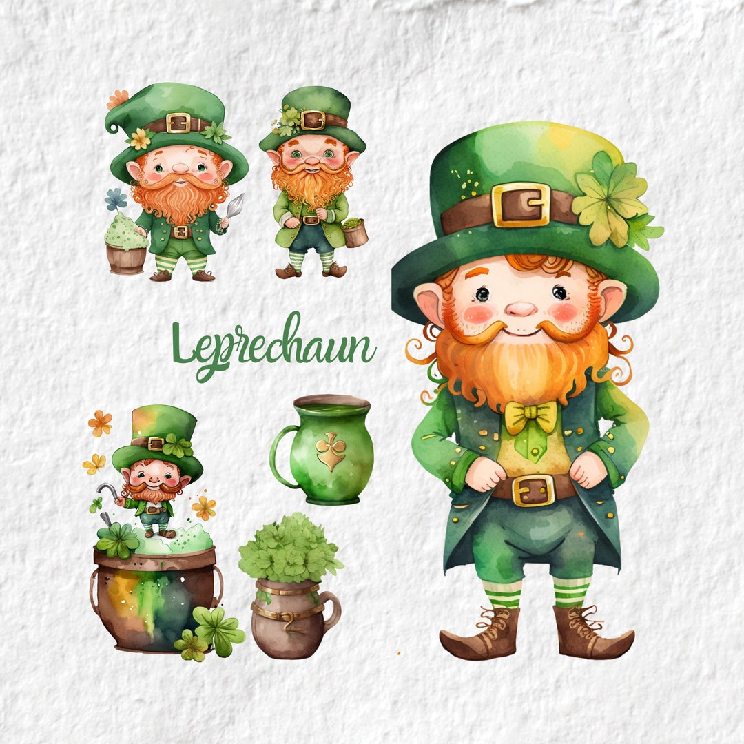 Leprechaun Watercolor Clipart, St Patricks Day Clipart, Happy St ...
