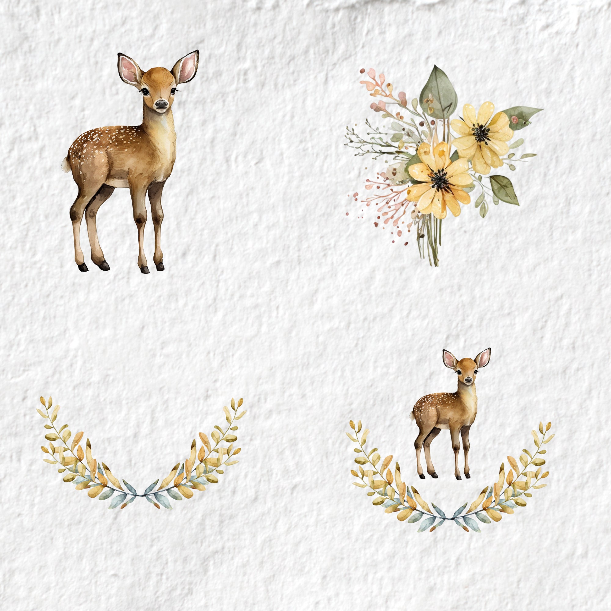 Deer Watercolor Clipart, Cute Fawn Deer Baby Shower Graphics, Nursery ...