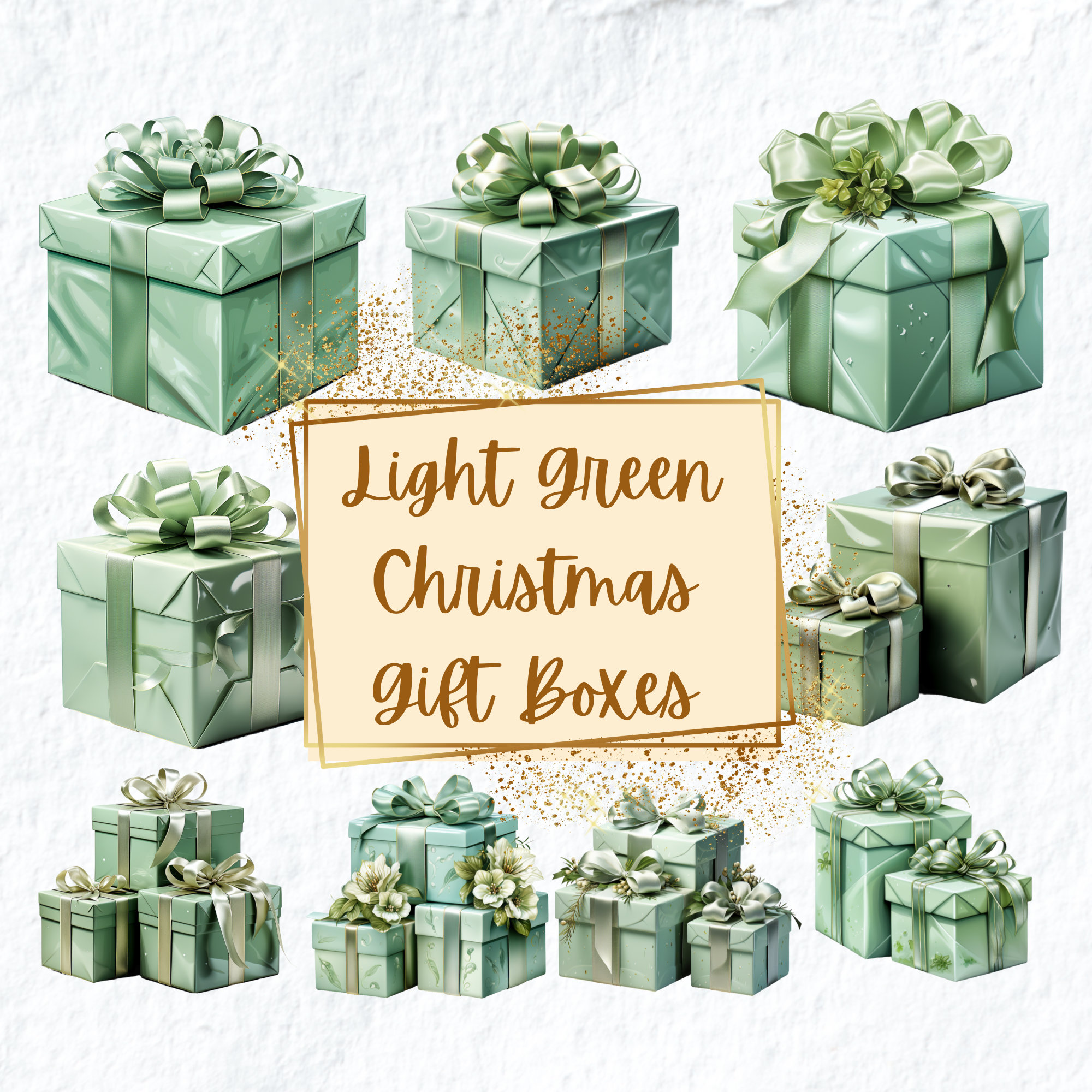 Christmas Light Green Gift Boxes Clipart, Christmas Presents Valetines ...