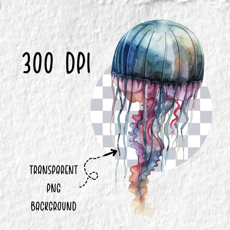 Jellyfish Watercolor Clipart Cute Sea Animal Watercolor - Etsy