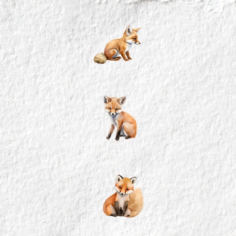 Fox Watercolor Clipart, Cute Baby Shower Graphics, Birthday Party ...