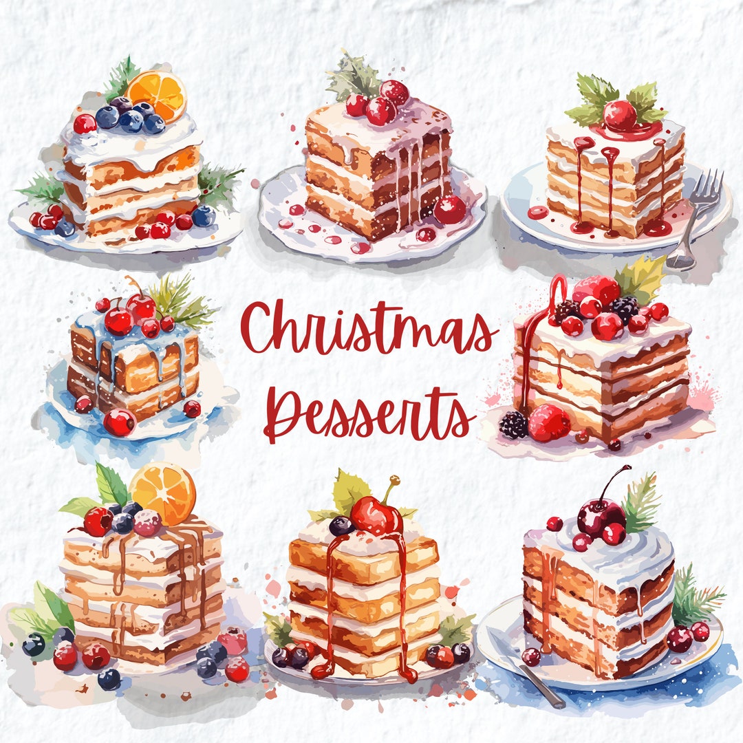 Christmas Dessert Clipart, Cute Christmas Berry Dessert Clipart, Xmas ...